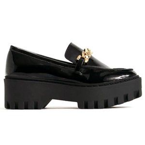 Shoes | New Women Black Patent Gold Chain Platform Penny Loafers | Poshmark